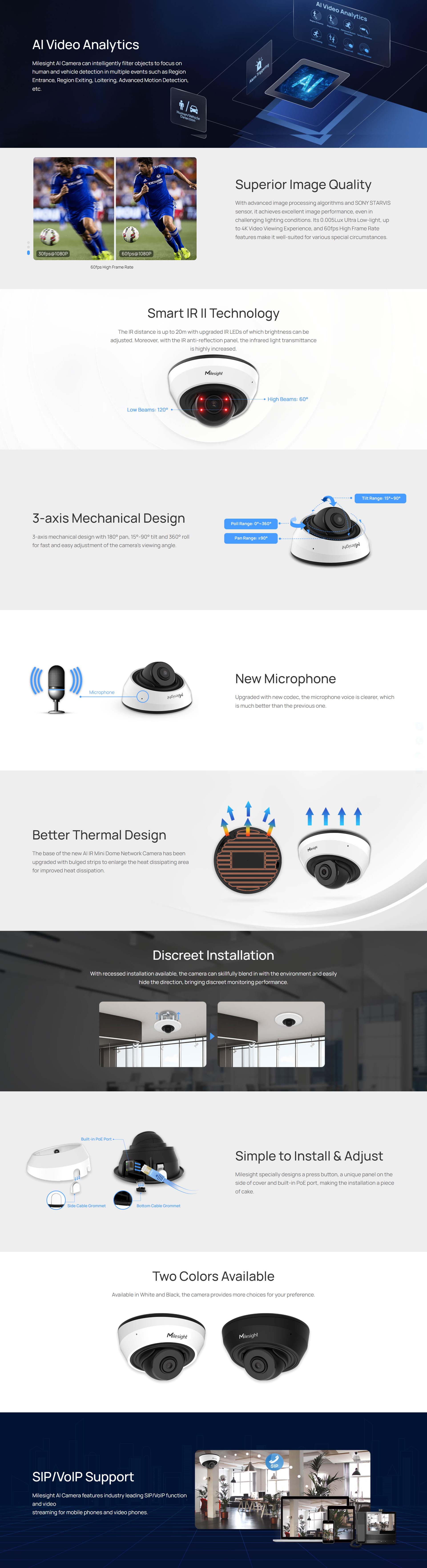 Milesight AI IR Mini Dome Network Camera | Cohesive Technologies
